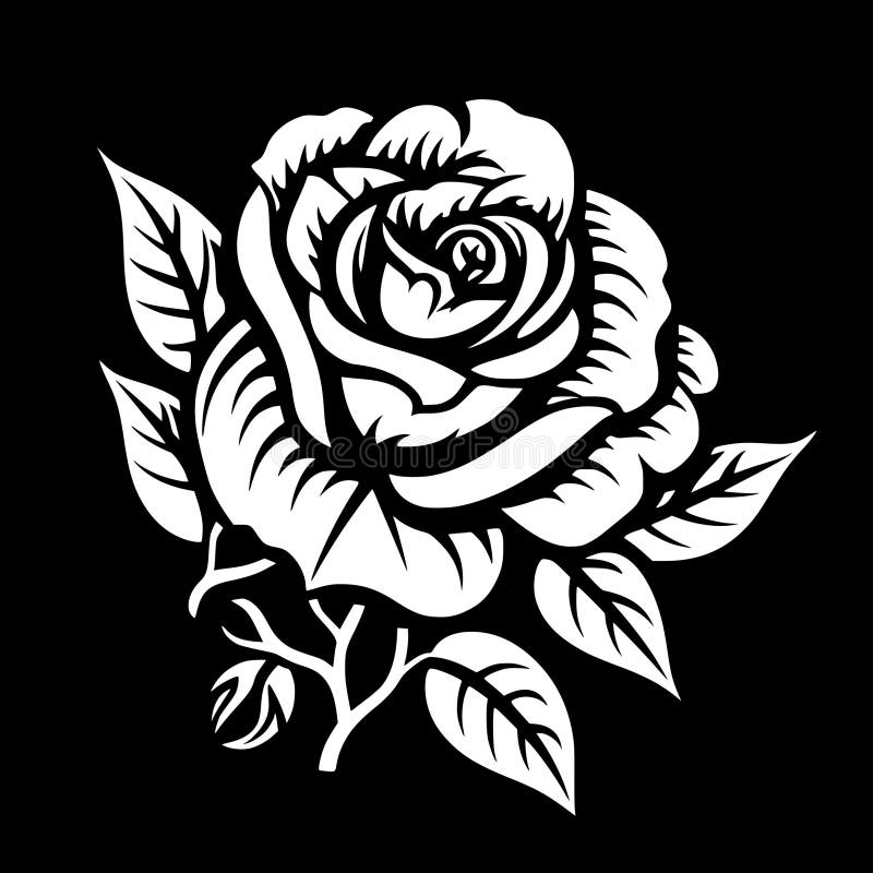 Rose - Black and White Vector Illustration Stock Vector - Illustration ...