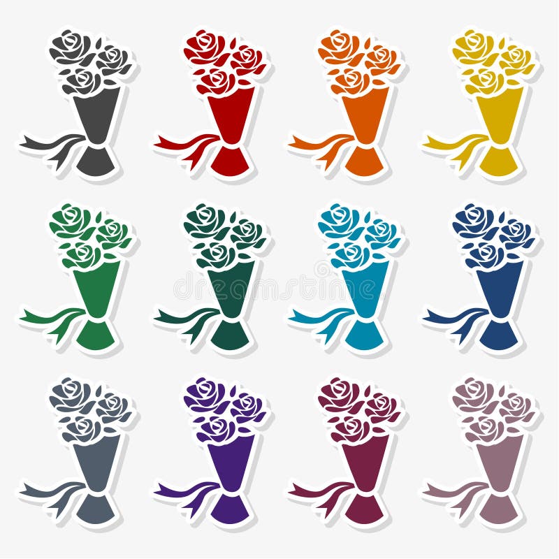 Rose Bouquet Icon - Illustration Stock Vector - Illustration of dating ...