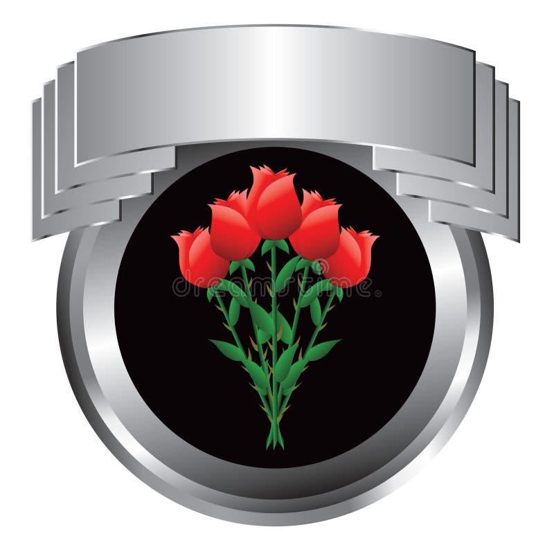 Rose Bouquet in Silver Crest Stock Vector - Illustration of gift ...