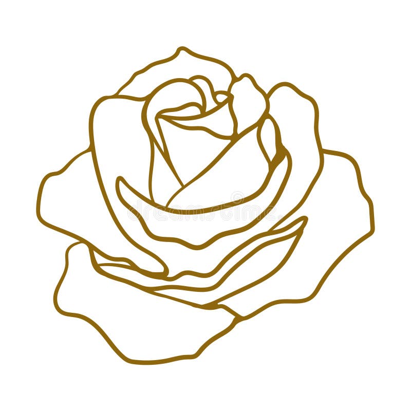 Rose Bud Icon Outline. Simple Elegant Rose Flower Pattern for Wedding ...