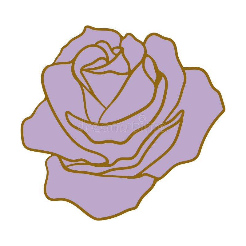 Rose Bud Icon Outline. Simple Elegant Rose Flower Pattern for Wedding ...