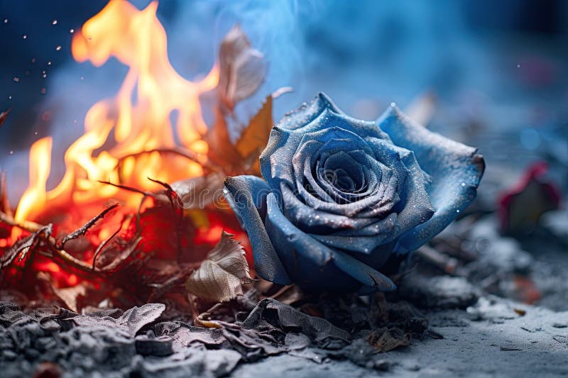 Rose Burning in Flames and Fire. Ai Generative Stock Illustration ...