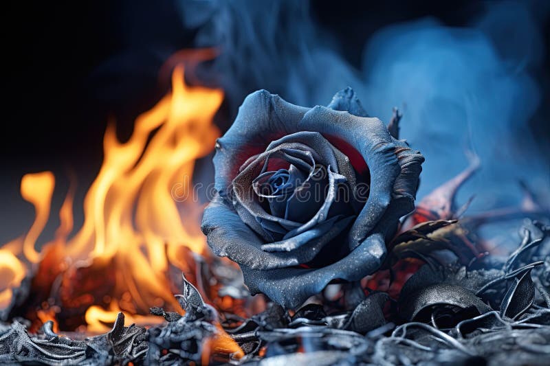 Rose Burning in Flames and Fire. Ai Generative Stock Illustration ...
