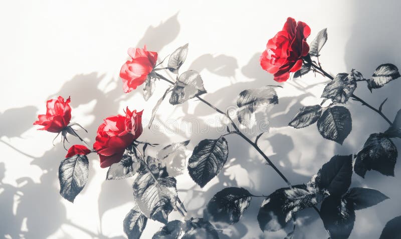A Rose Bush with Five Red Roses Stock Image - Image of nature, closeup ...
