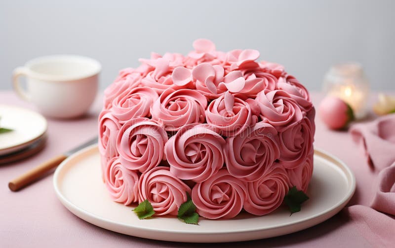 Rose Cake White Background stock illustration. Illustration of food ...