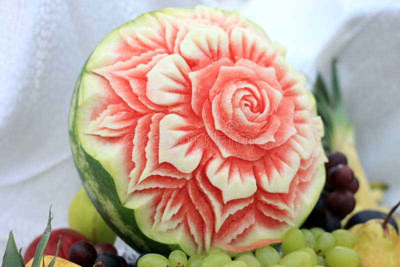 Rose carved water melon stock image. Image of green, tasty - 44432669