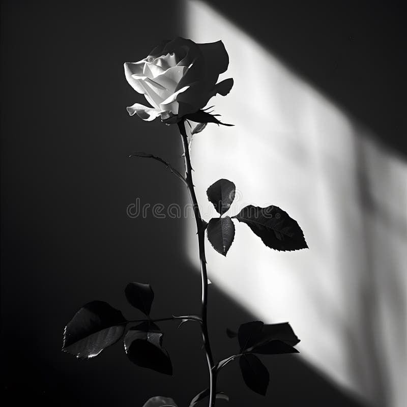 Rose with cast shadows stock illustration. Illustration of beauty ...