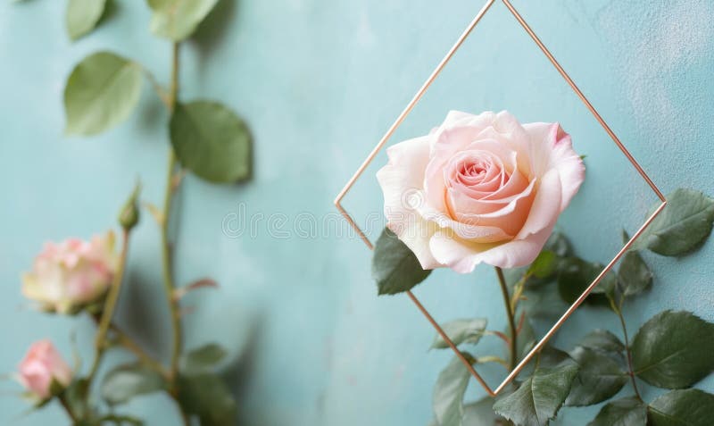 A Rose is in the Center of a Square Frame Stock Illustration ...