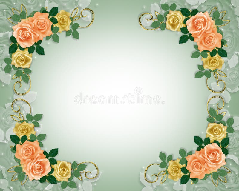 Rose Che Wedding La Pesca E Colore Giallo Dell'invito Illustrazione di ...