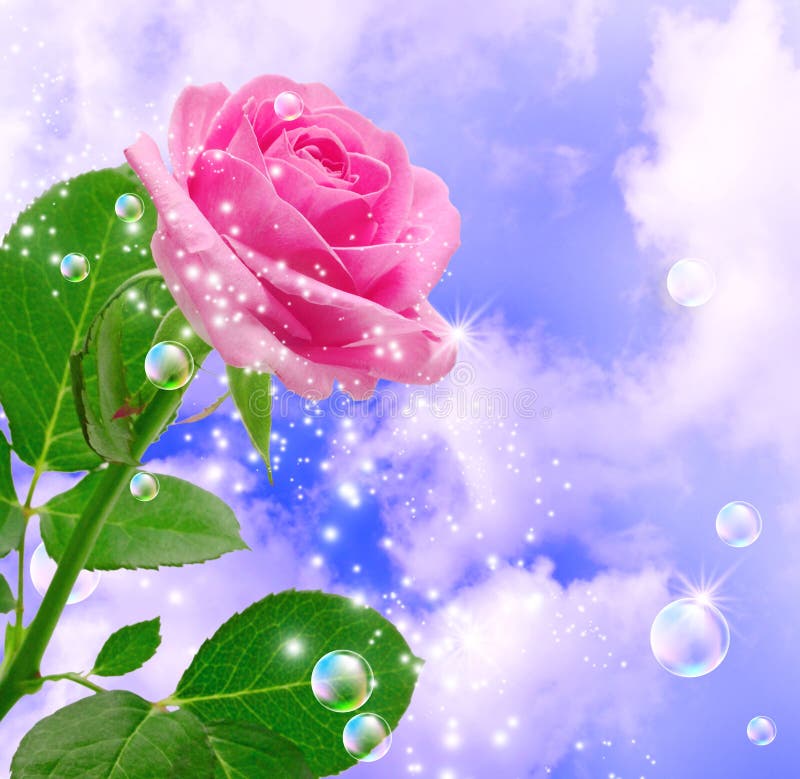 Rose and clouds stock illustration. Illustration of bright - 52994650