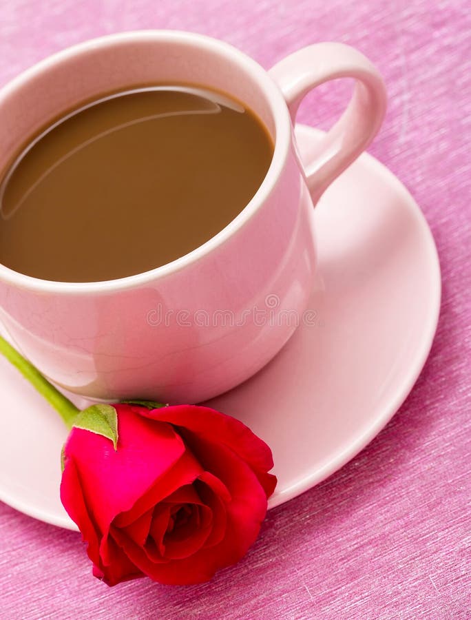 Rose and Coffee Shows Break Decaf and Cafeteria Stock Image - Image of ...