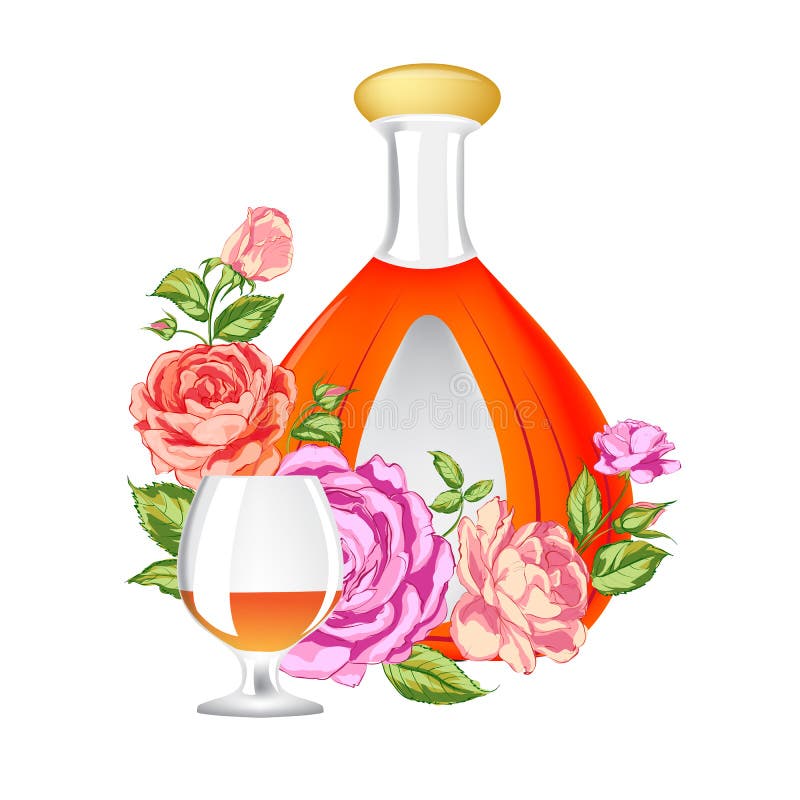 Rose and Cognac Abstraction. Stock Vector - Illustration of alcoholic ...