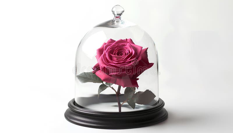 Rose Covered with Glass Cover on White Background Stock Illustration ...