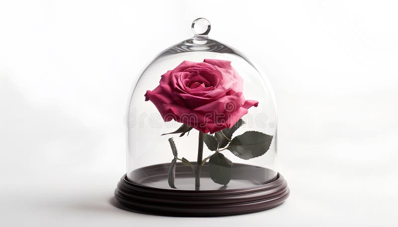 Rose Covered with Glass Cover on White Background Stock Illustration ...