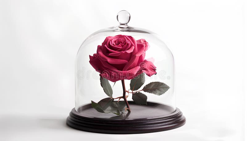 Rose Covered with Glass Cover on White Background Stock Illustration ...