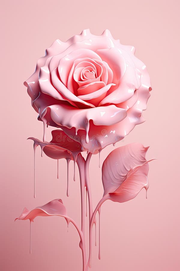 Rose Covered in Pink Paint. Generative Ai Stock Illustration ...