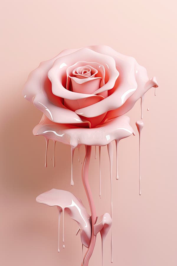 Rose Covered in Pink Paint. Generative Ai Stock Illustration ...