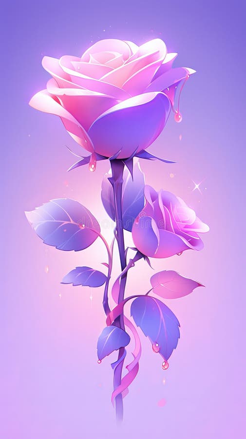 Rose, 3D Rendering, Matte Gradient Semi Melting, Purple Gradient ...