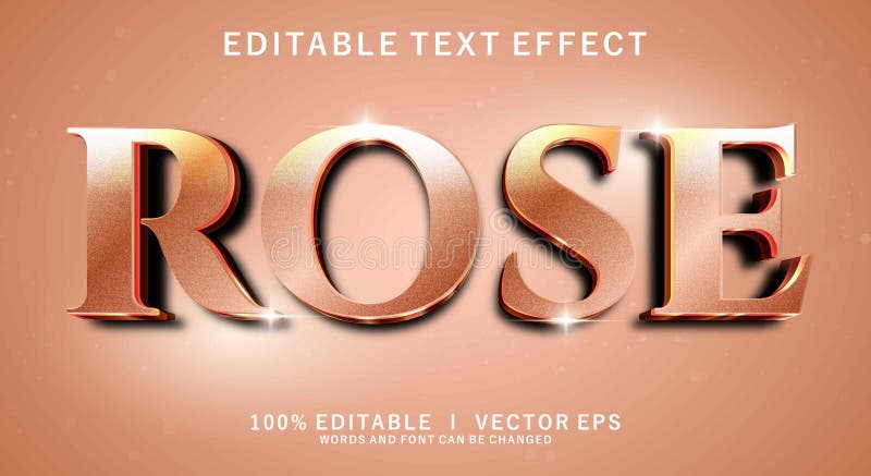 Rose 3d Vector Text Effect with Modern Style Design Stock Vector - Illustration of letter ...