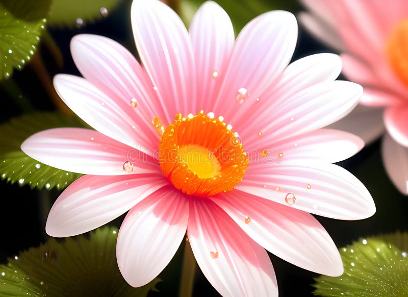 Rose Daisy Flowers with Raindrops Color Enhanced. Ai Generated Stock ...