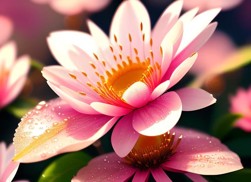 Rose Daisy Flowers with Raindrops Color Enhanced. Ai Generated Stock ...