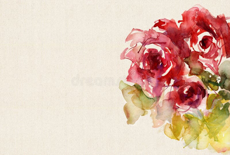 Rose Dell'acquerello Sulla Struttura Della Tela Illustrazione di Stock ...