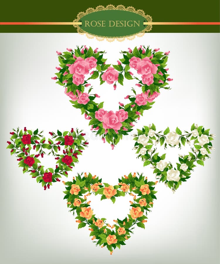 Rose design set stock vector. Illustration of shape, leaf - 23946280