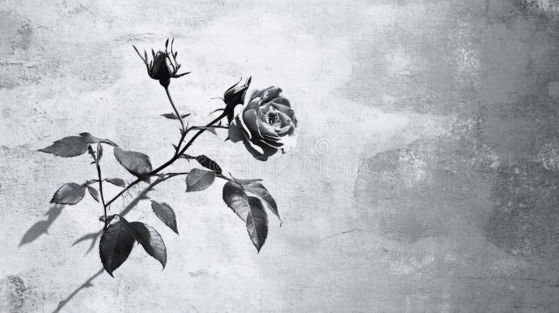 Rose Emerges Against Textured Wall for Vintage Feeling, Romantic ...