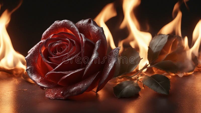Rose on Fire _A Burning Rose with a Contrast of Fire and Darkness ...