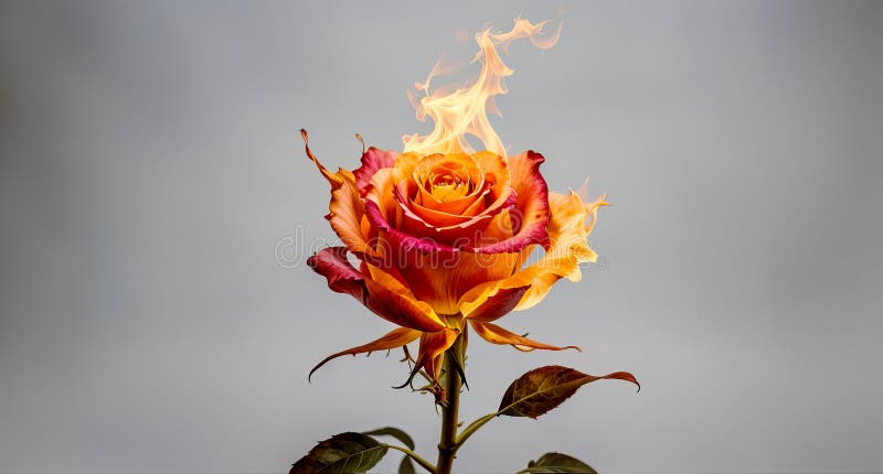 Rose Flames Burning in Fire Stock Photo - Image of neutral, white ...