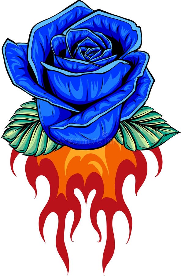 Rose in Flames Tattoo Icon Isolated Vector Illustration Stock Vector ...