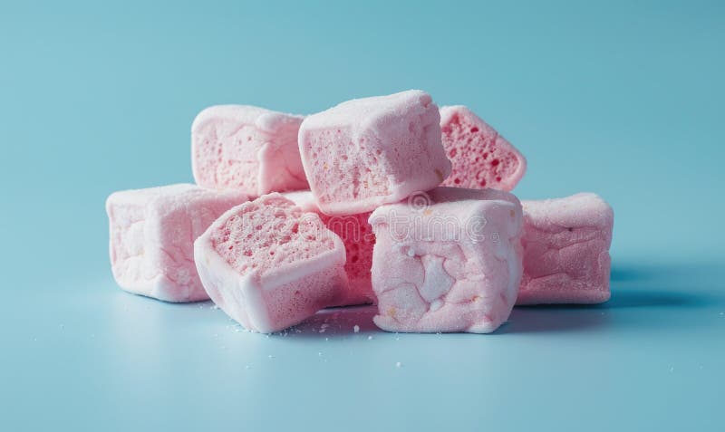Rose Flavored Marshmallows Light Blue Background Stock Photos - Free ...