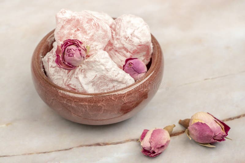 Rose Flavoured Turkish Delight on the Table Stock Photo - Image of ...