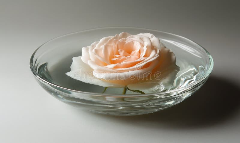 A Rose is Floating in a Glass Bowl of Water Stock Image - Image of ...