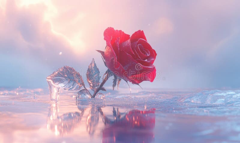 A Rose is Floating on the Water Stock Illustration - Illustration of ...