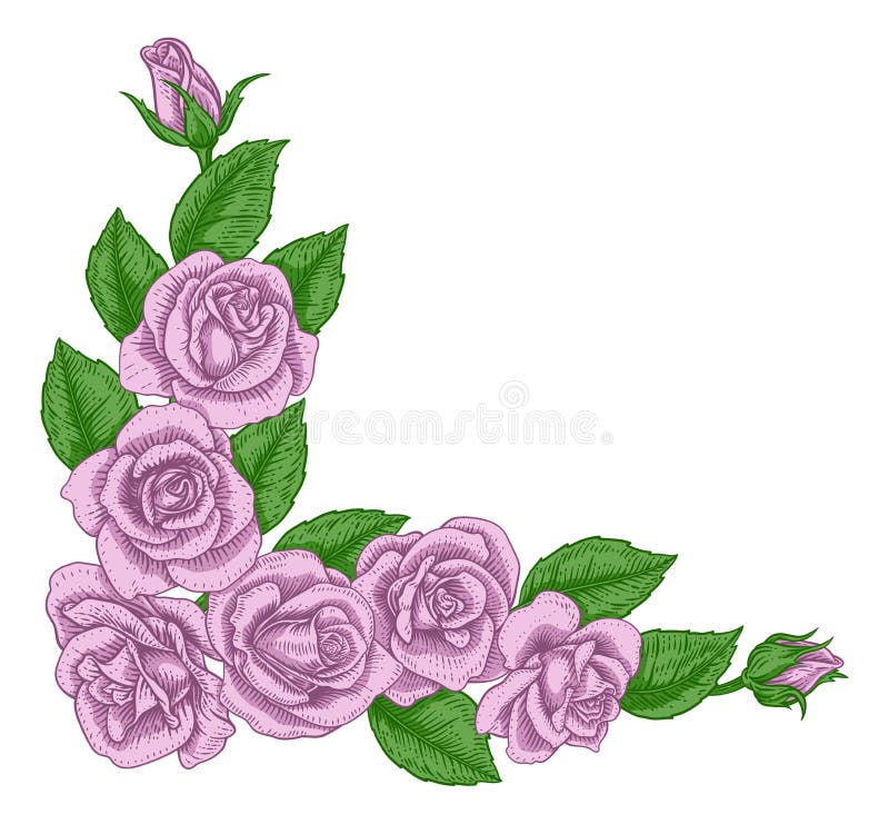 Vintage Rose Border Corner Rose Corner Border, Rose, Corner Border,