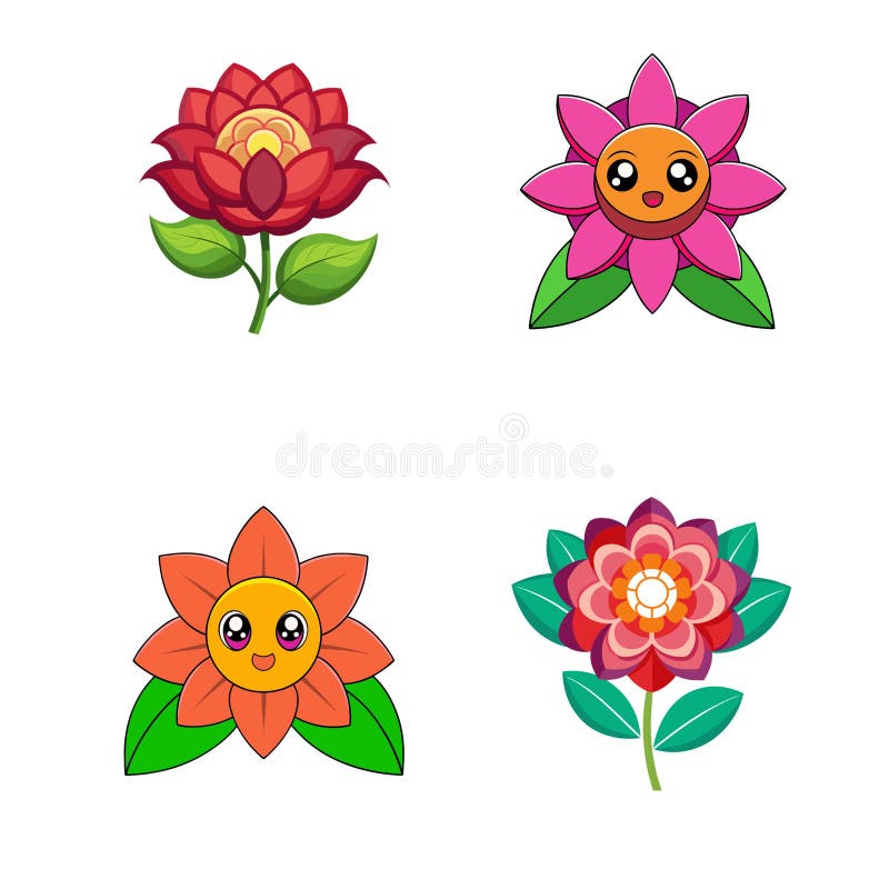Rose flower carton style stock vector. Illustration of order - 326731758