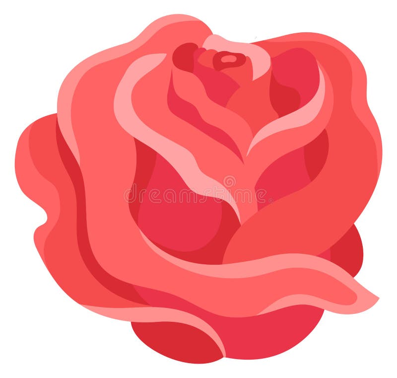 Rose Flower. Cartoon Red Blooming Decorative Element Stock Vector ...