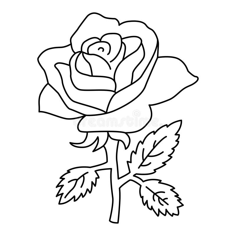 Rose Flower Cartoon Coloring Page Illustration Vector. for Kids ...