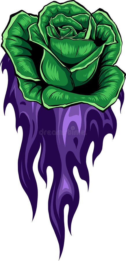 Vector Illustration of Rose Flower and Flame Stock Vector ...