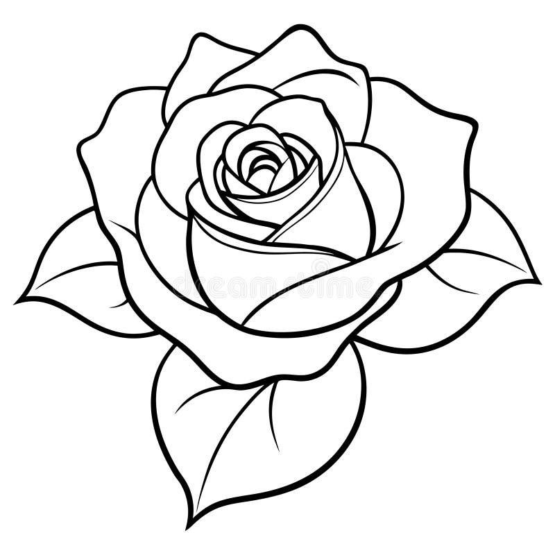Rose Flower Line Art Vector Silhouette Illustration 4 Stock Vector ...