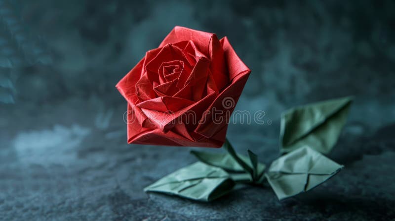 A Rose Flower Made of Origami Paper Stock Illustration - Illustration ...