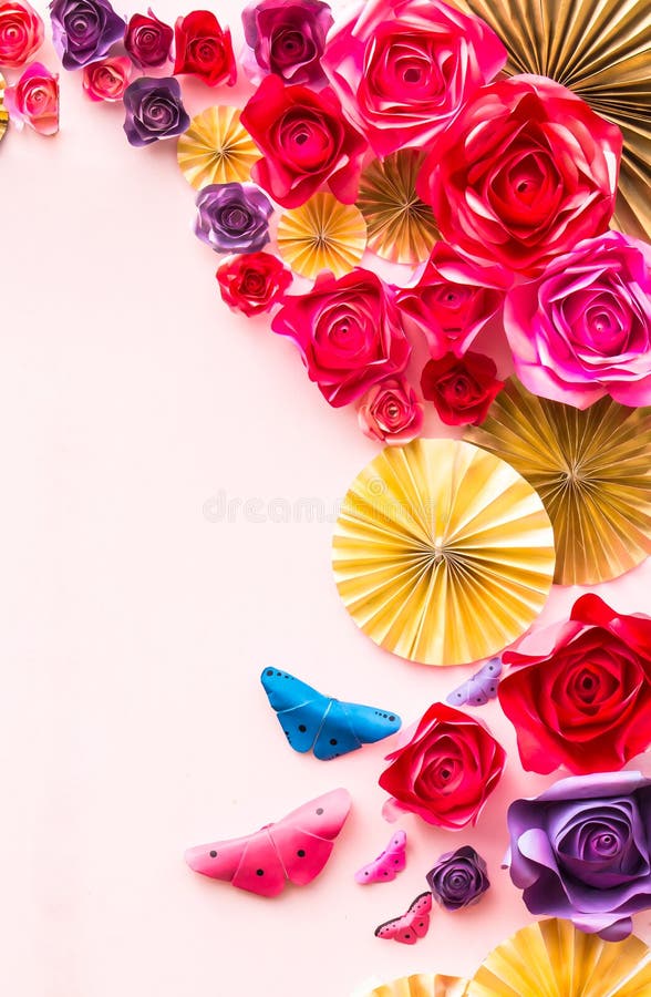 Rose Flower Paper Background. Stock Photo - Image of hand, floral: 80878648
