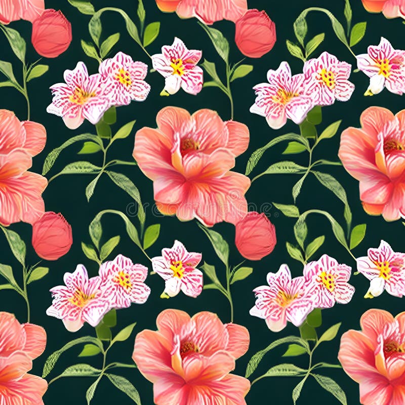 Rose Flower Pattern. the Illustration Was Created Using Generative AI ...
