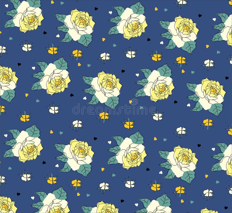 Rose Flower Pattern Print Vector Stock Vector - Illustration of cartoon ...