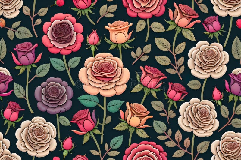 Rose Flower Seamless Pattern Design Flower Seamless Elegance Craft ...