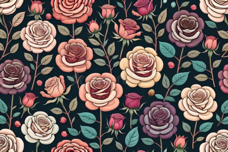 Rose Flower Seamless Pattern Design Flower Seamless Elegance Craft ...