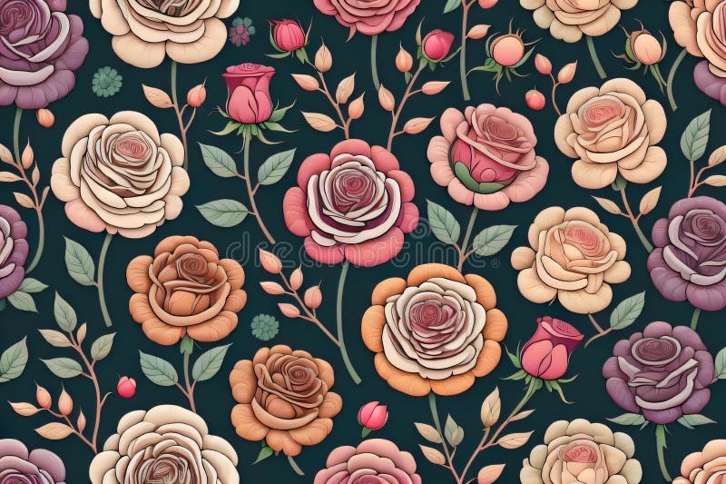 Rose Flower Seamless Pattern Design Flower Seamless Elegance Craft ...