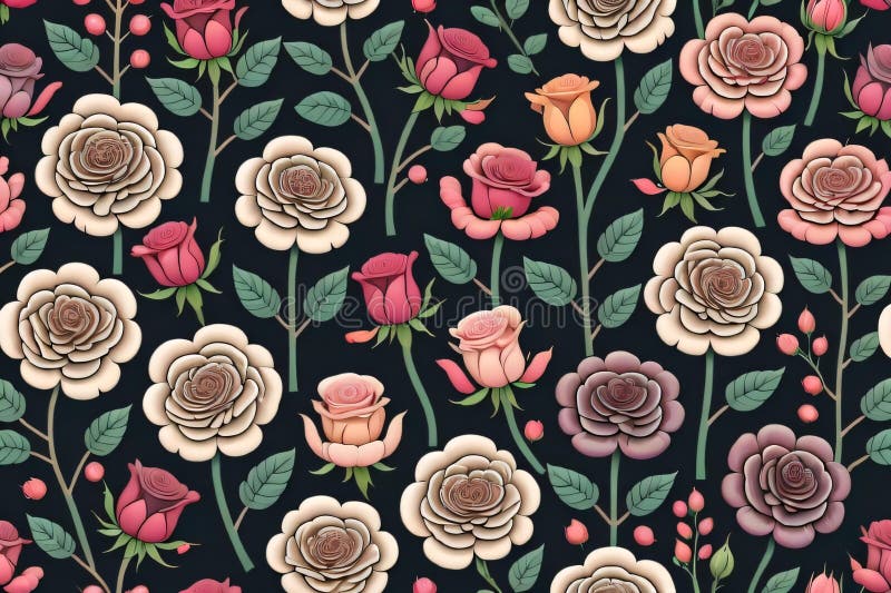 Rose Flower Seamless Pattern Design Flower Seamless Elegance Craft ...