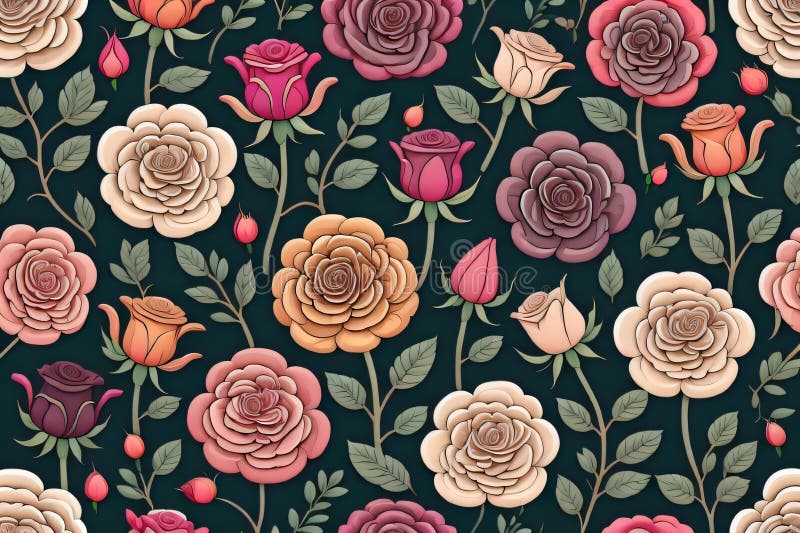 Rose Flower Seamless Pattern Design Flower Seamless Elegance Craft ...